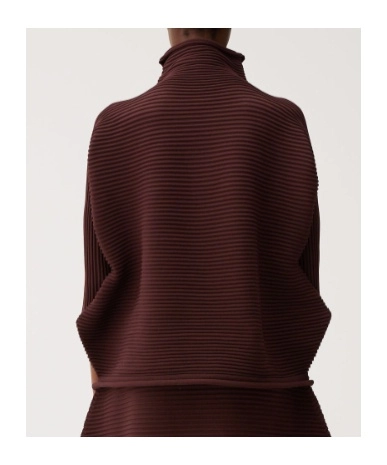 Issey Miyake Zig Zag Ribbed Knitted Top - Dark Brown
