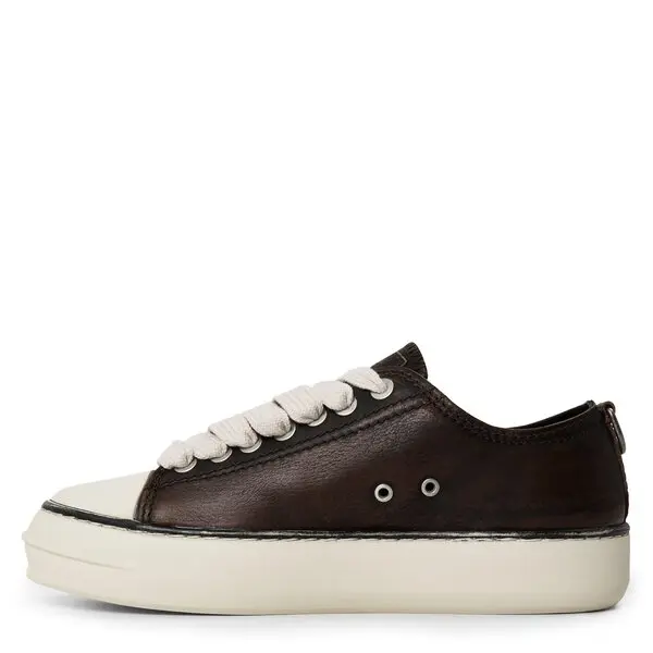 REPRESENT Dark Brown Vintage Leather Thick Sole Low-top Sneakers