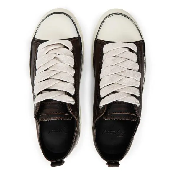 REPRESENT Dark Brown Vintage Leather Thick Sole Low-top Sneakers