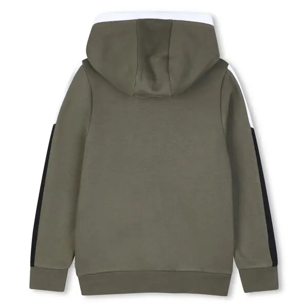 Hugo Boss Olive Color Block Hooded Zip-up Jacket