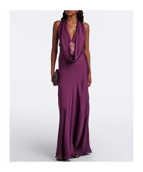 Christopher Esber Draped Open-back Silk Satin Gown