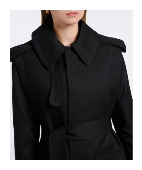 Victoria Beckham Minimal Long Twill Trench Coat