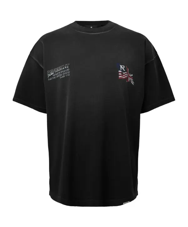 REPRESENT Washed Flag Print Crew Neck Short Sleeve Tee