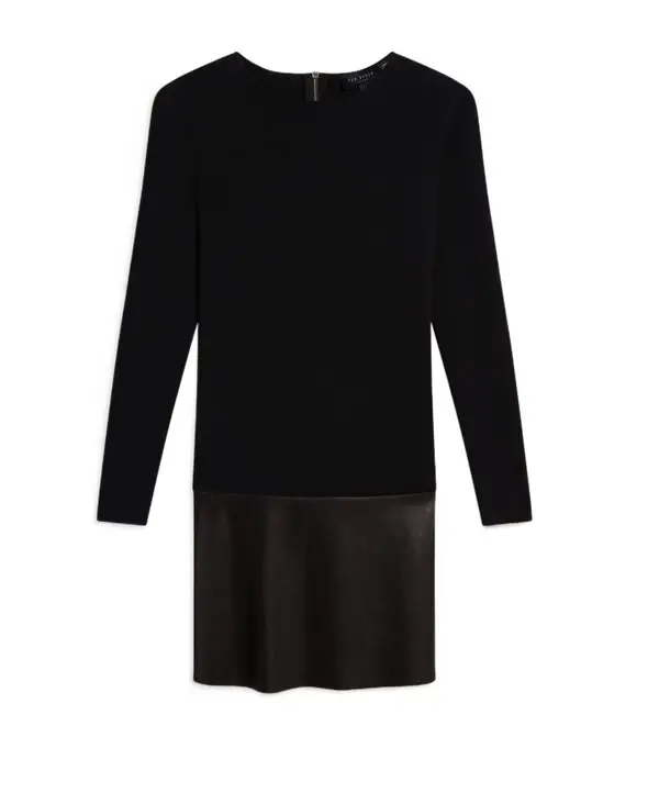Victoria Beckham Long Sleeve Spliced Dress - Black