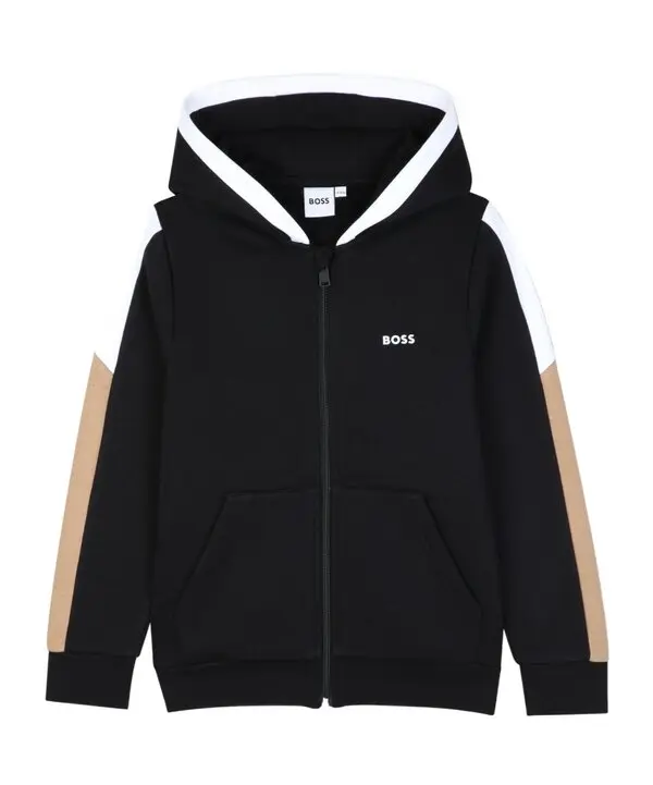 Hugo Boss Color Block Hooded Zip-up Jacket - Black