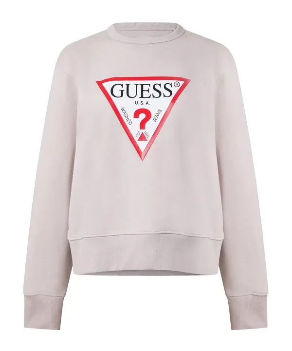 Guess Light Pink Triangle Print Crew Neck Sweatshirt - No