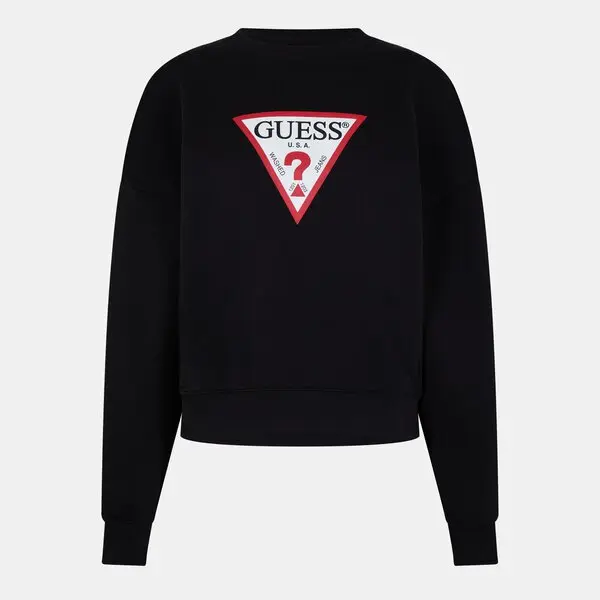 Guess Round-neck Short-length Dropped-shoulder Sweatshirt