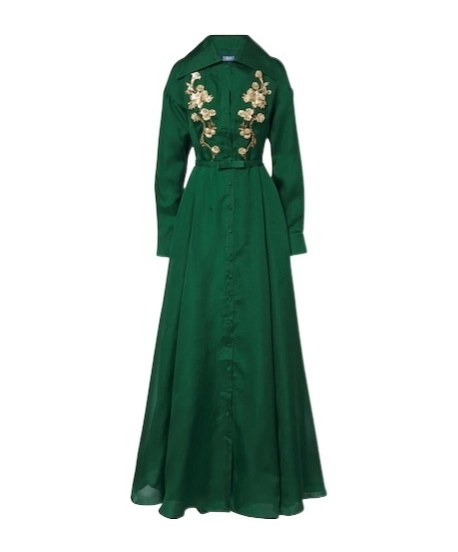 LEO Belted Embellished Silk Gown