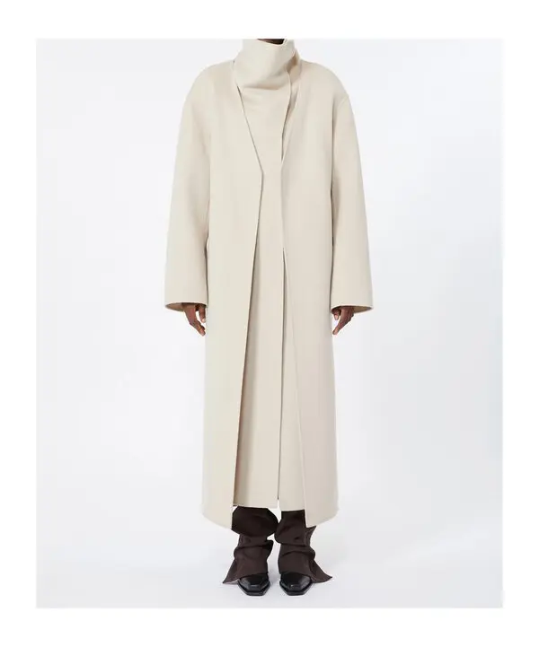 Sportmax Long Pure Wool Coat - Powder