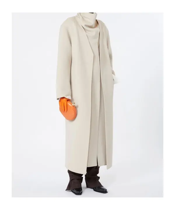 Sportmax Long Pure Wool Coat - Powder