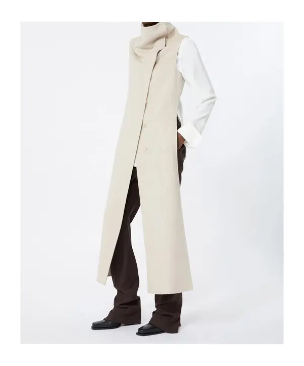 Sportmax Long Pure Wool Coat - Powder