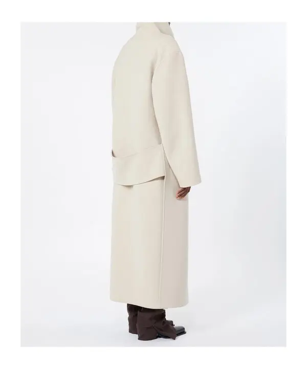 Sportmax Long Pure Wool Coat - Powder
