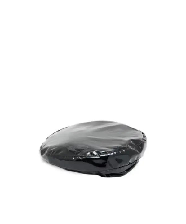 Emporio Armani Basco Hat In Glossy Patent Leather With Structured Design