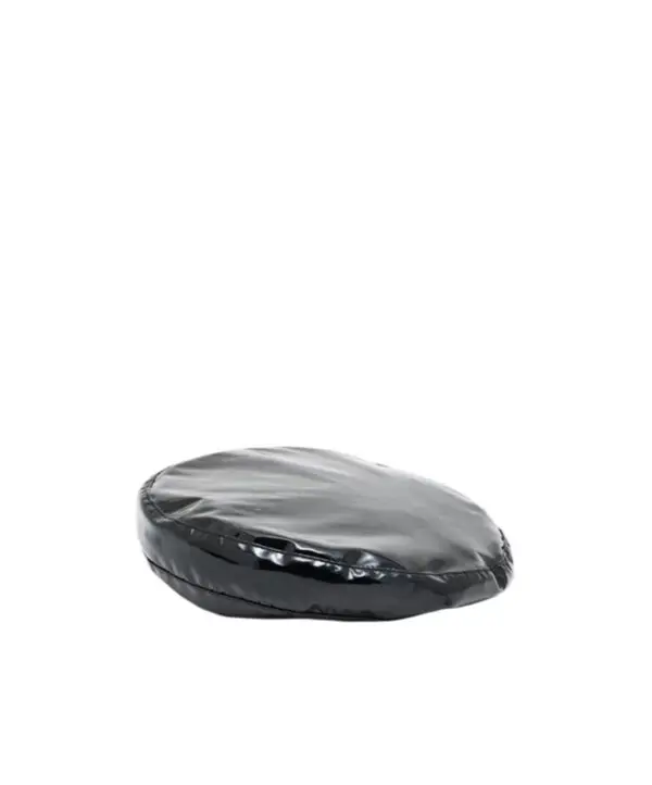 Emporio Armani Basco Hat In Glossy Patent Leather With Structured Design