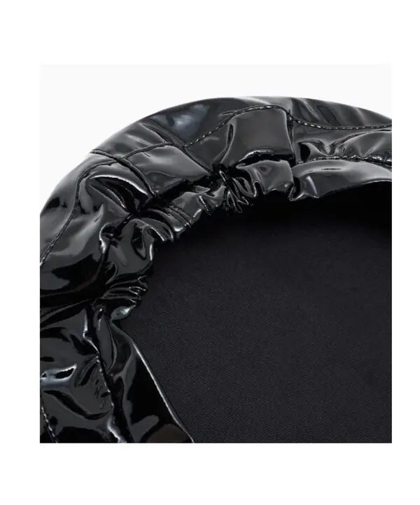 Emporio Armani Basco Hat In Glossy Patent Leather With Structured Design