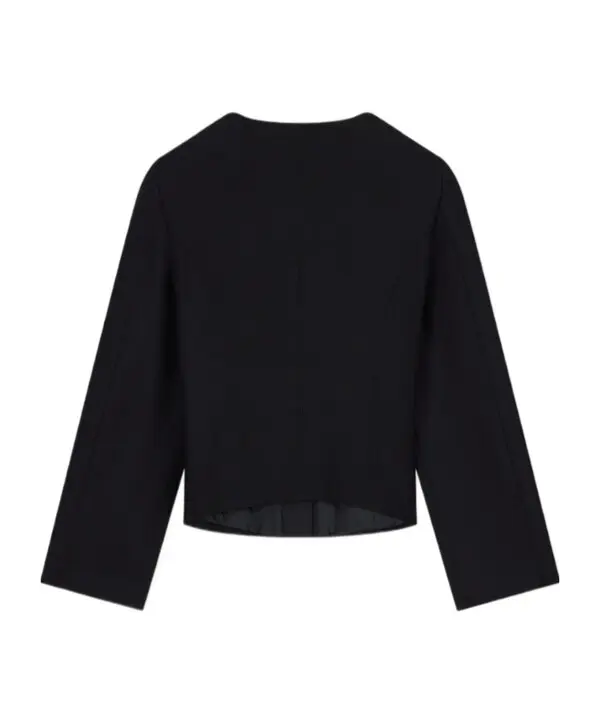 Emporio Armani Blazer In Wool Blend With Metallic Studs And Rounded Collar