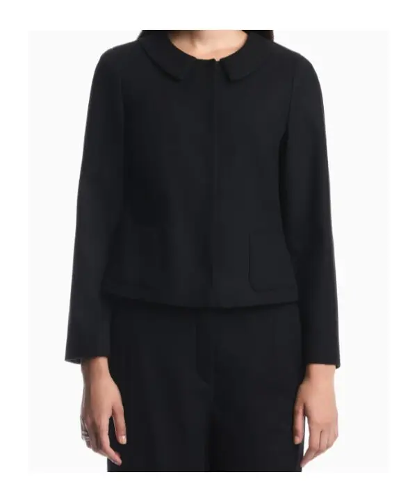 Emporio Armani Blazer In Wool Blend With Metallic Studs And Rounded Collar
