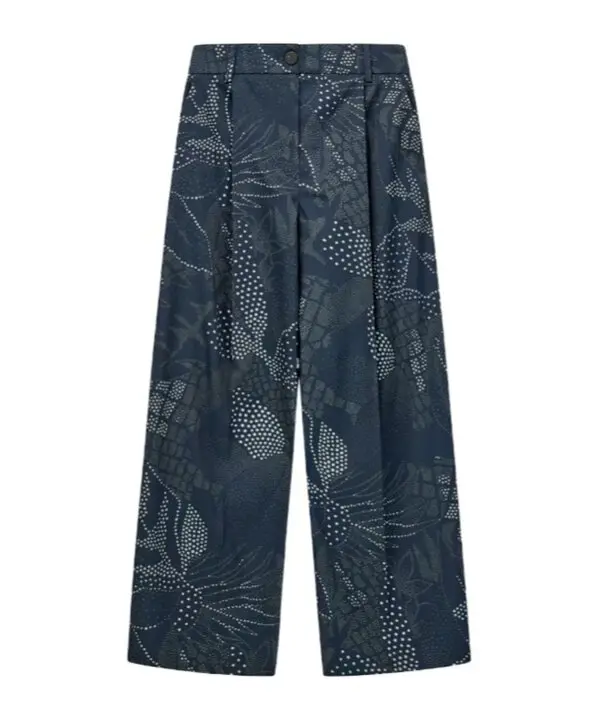 Emporio Armani Wide-leg Pleated Creponne Trousers With A Floral Dot Print - No