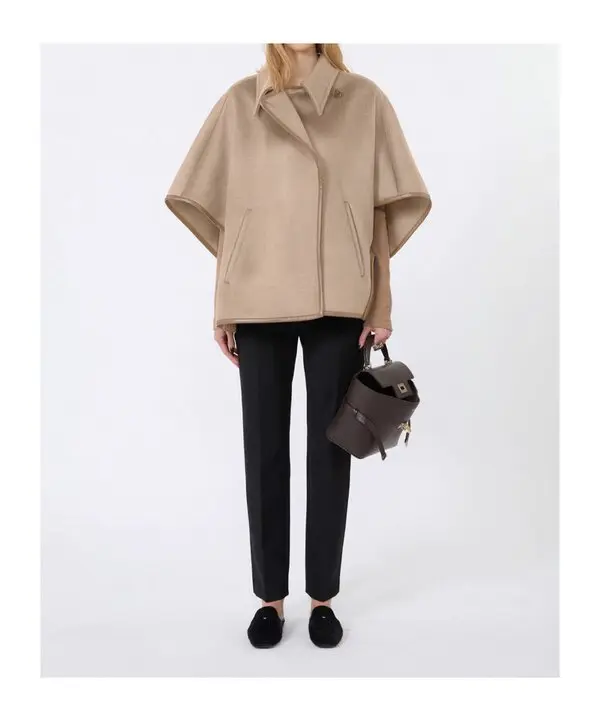 Max Mara Long Cropped Cape In Cashmere Drap