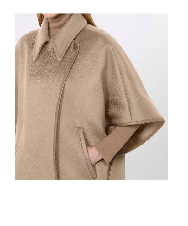Max Mara Long Cropped Cape In Cashmere Drap