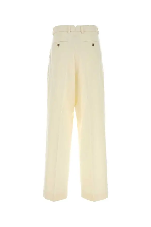 AMI Paris Ivory Wool Wide-leg Pant