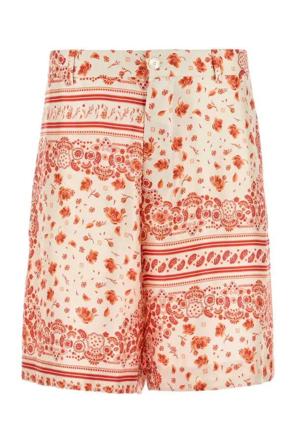 Fendi Printed Silk Bermuda Shorts