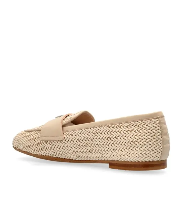 Casadei Round Head Loafer Shoes - Cream