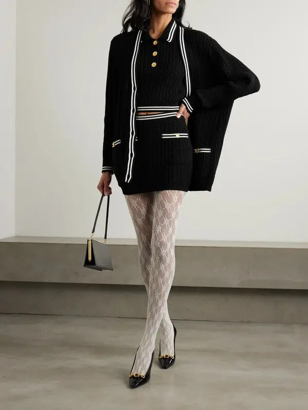 Alessandra Rich Cotton-knit Striped Mini Skirt