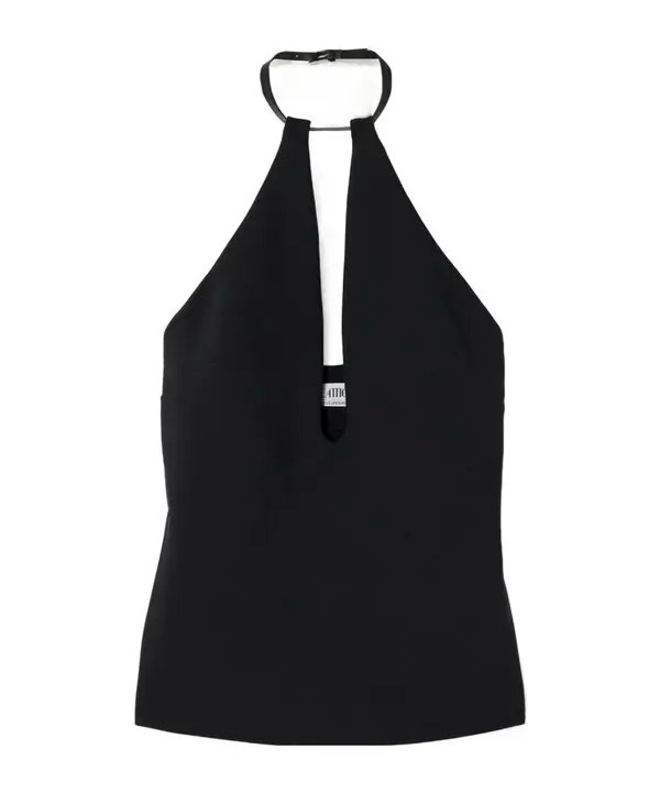 Attico Buckled Cady Halterneck Top - Black