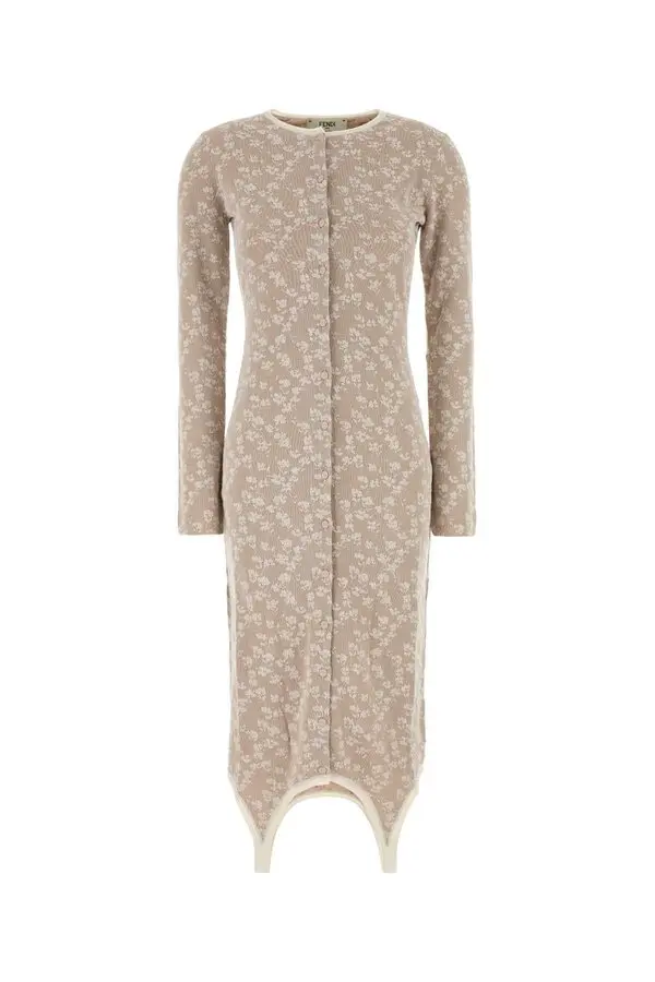 Fendi Embroidered Cotton Blend Dress - Multicolor