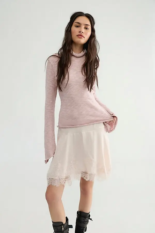 Free People We The Free Grandpa Slub Turtleneck Top - Washed Lilac