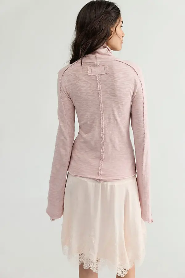 Free People We The Free Grandpa Slub Turtleneck Top - Washed Lilac