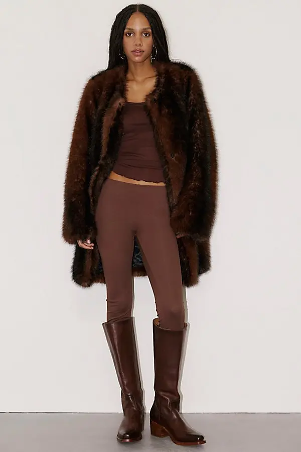 Free People Lucky Day Ribbed Leggings - Chocolate