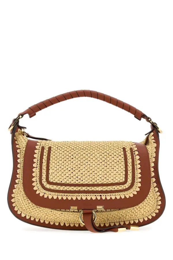 Chloé Raffia Small Marcie Shoulder Bag - Brown