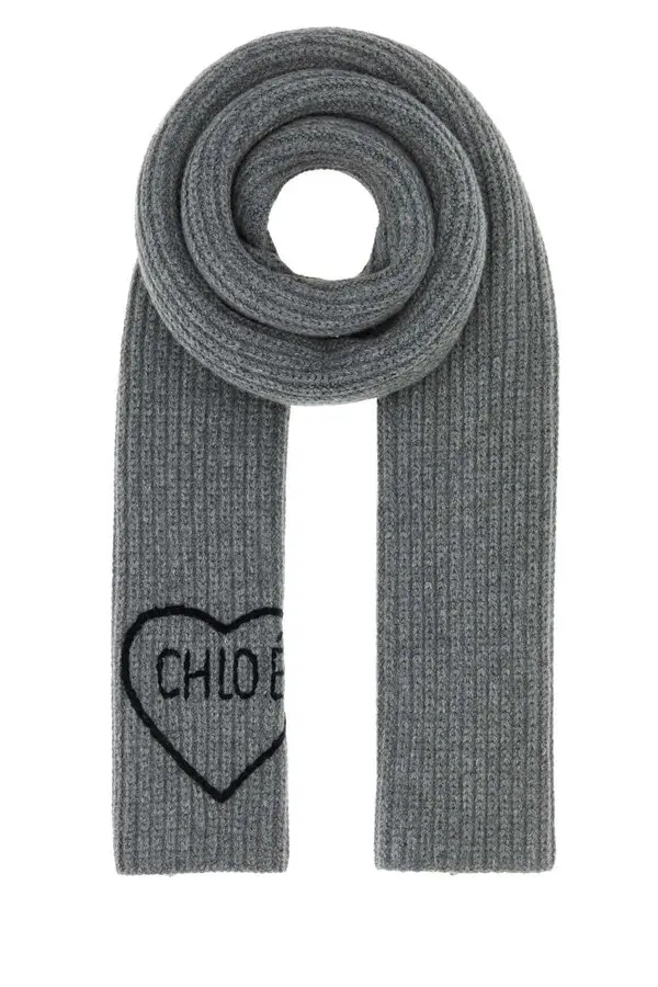 Chloé Grey Wool Encoeur Scarf