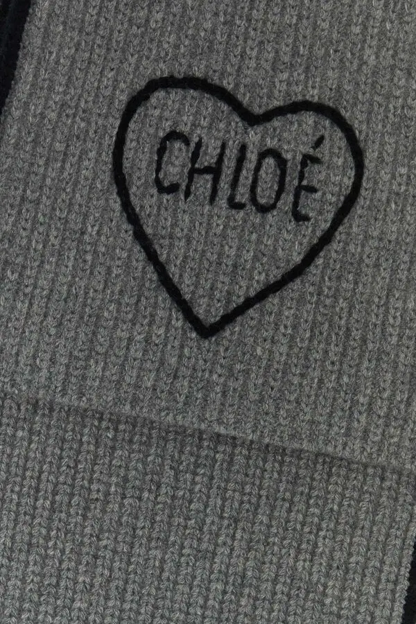 Chloé Grey Wool Encoeur Scarf