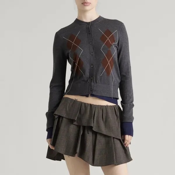 Acne Studios Kohona Silky Wool Cardigan - Dark Grey/multi