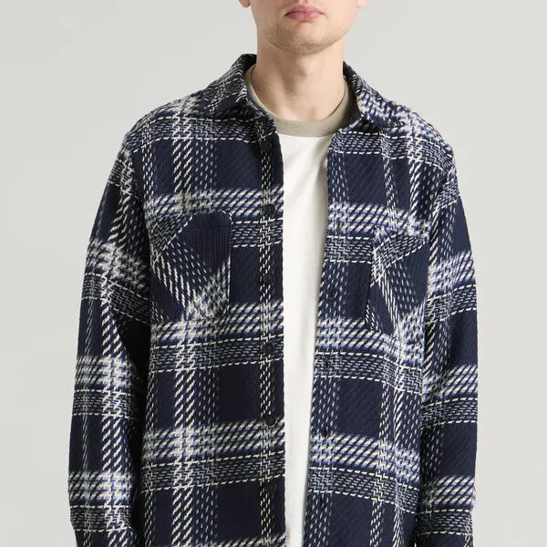 WAX LONDON Whiting Plaid Weave Overshirt