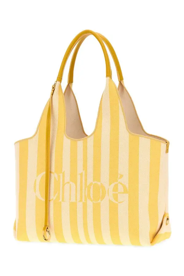 Chloé Embroidered Canvas Stripy Shopping Bag