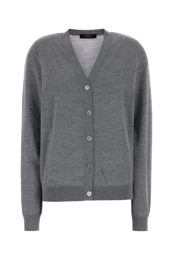 Gucci Grey Wool Cardigan - Gray