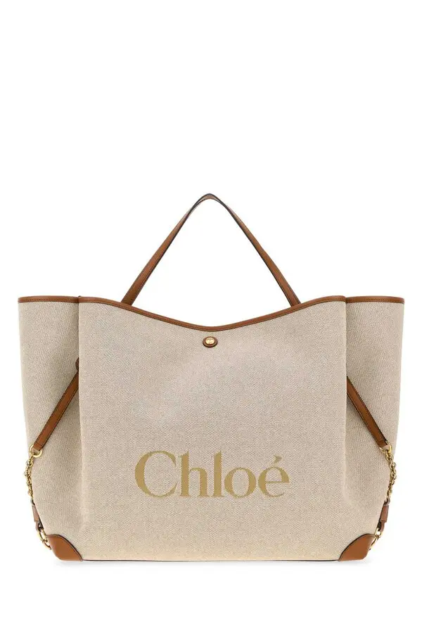 Chloé Beige Canvas Clover Shopping Bag