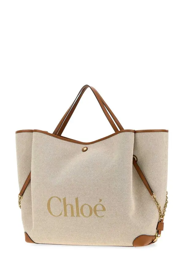 Chloé Beige Canvas Clover Shopping Bag