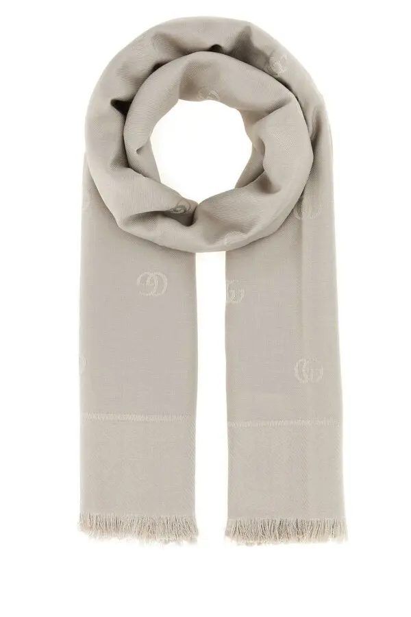Gucci Dove Grey Silk Blend Scarf - Gray