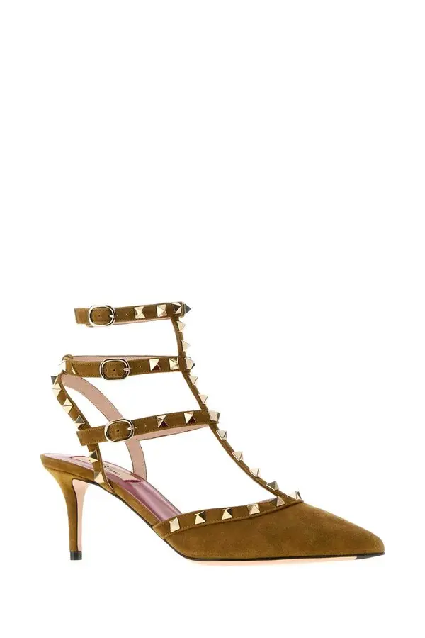 Valentino Garavani Beige Suede Rockstud Pumps