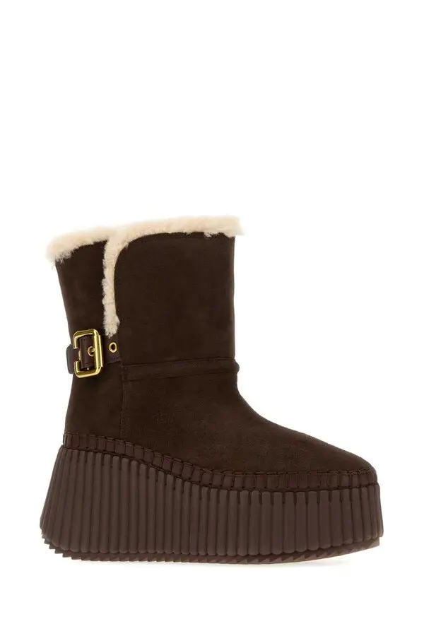 Chloé Chocolate Suede Nama Ankle Boots