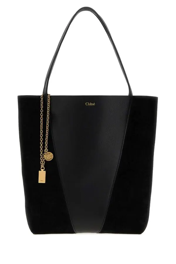 Chloé Leather And Suede Spin Shopping Bag - Black