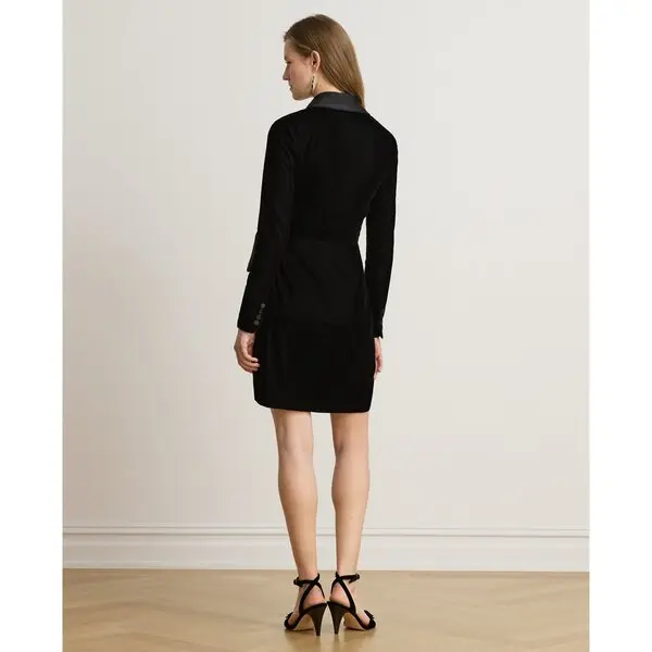 Ralph Lauren Satin-trim Velvet Dress