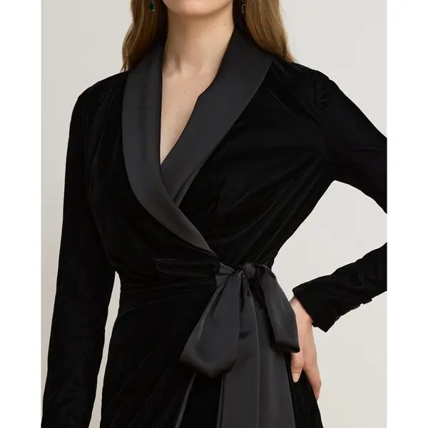 Ralph Lauren Satin-trim Velvet Dress