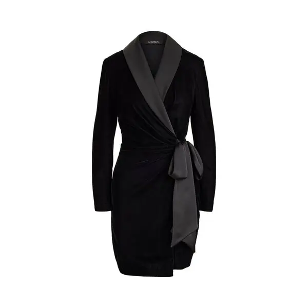 Ralph Lauren Satin-trim Velvet Dress