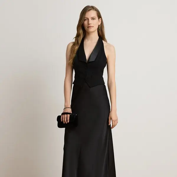 Ralph Lauren Double-faced Crepe & Satin Gown